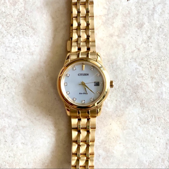 Citizen | Accessories | Citizen Ecodrive Diamond Dial Womens Gold Watch ...
